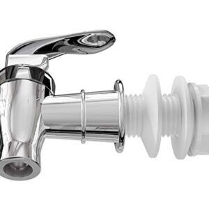 Silver Beverage Dispenser Replacement Spigot - Push Style for Drink Dispensers with Spout - Fits Mason Jar, Glass, and Plastic Pitchers - Ideal for Parties and Events