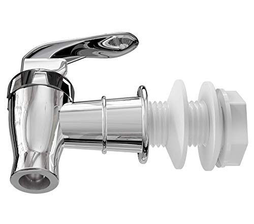 Silver Beverage Dispenser Replacement Spigot - Push Style for Drink Dispensers with Spout - Fits Mason Jar, Glass, and Plastic Pitchers - Ideal for Parties and Events