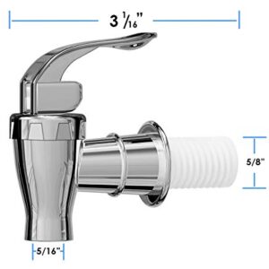 Silver Beverage Dispenser Replacement Spigot - Push Style for Drink Dispensers with Spout - Fits Mason Jar, Glass, and Plastic Pitchers - Ideal for Parties and Events