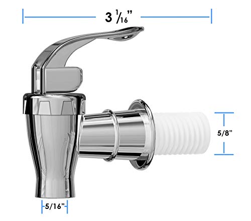 Silver Beverage Dispenser Replacement Spigot - Push Style for Drink Dispensers with Spout - Fits Mason Jar, Glass, and Plastic Pitchers - Ideal for Parties and Events