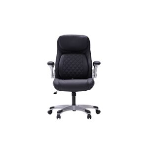 nouhaus +posture ergonomic pu leather office chair. click5 lumbar support with flipadjust armrests. modern executive chair and computer desk chair (black)