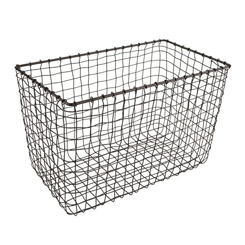 G.E.T. WB-303-MG Heavy Duty Iron Wire Utility Storage Bin/Basket, Rectangular, 15" x 8" x 10"