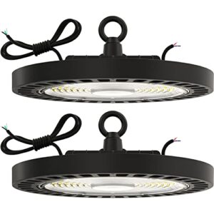 sunco 2 pack ufo led high bay light, lighting for warehouse, 5000k daylight, 150w, 21000 lm, 100-277v, dimmable 0-10v, ip65 waterproof, super bright, ul