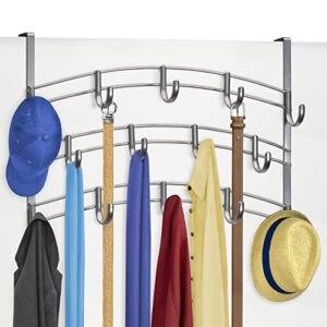 lynk® over door hook rack - 14 hook - shirt, belt, hat, coat, towel, purse, bra organizer - platinum