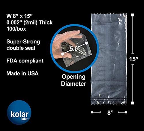 RESILIA Plastic, Leak-Proof Shipping Bags for Live Fish - 8" x 15" 002 mil, Double Bottom Seal, for Freshwater & Saltwater Fish, Case of 100