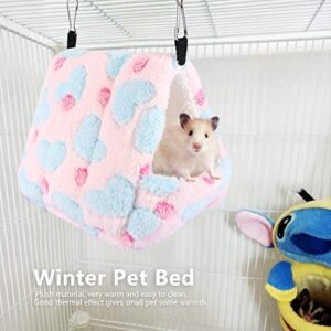 Pet Hammock, Plush Winter Pet House Hanging Cage Nest Swing Tent for Bird Squirrel Rabbit Keep Warm Hammock Pink 8.7 x 8.3inch(22 x 21cm-Pink)