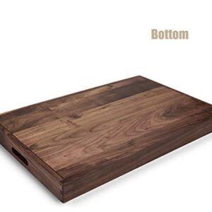 MAGIGO 28 x 18 Inches Extra Large Rectangle Black Walnut Wood Ottoman Tray with Handles, Serve Tea, Coffee or Breakfast in Bed, Classic Wooden Decorative Serving Tray