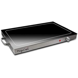 megachef fully adjustable buffet and banquet electric food hot plate warming tray, 25", black and chrome