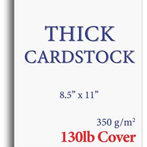 Extra Heavy Duty 130lb Cover Cardstock - Bright White - 350gsm 17pt Thick Paper for Inkjet & Laser Printers - 8-1/2" x 11" - 15 Pack