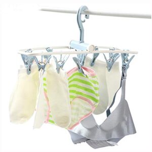 Clothes Drying Racks 2 Pack Small Folding Portable Underwear Hangers with Clips Socks 12 Clips 360° Rotatable Hook for Drying Towels Bras Baby Clothes Gloves Plast