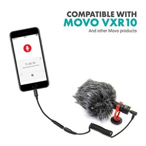 Movo IMA-1 Female 3.5mm TRRS Microphone Adapter Cable to Lightning Connector Dongle Compatible with Apple iPhone, iPad Smartphones and Tablets - Optimized for Microphones/Pro Audio