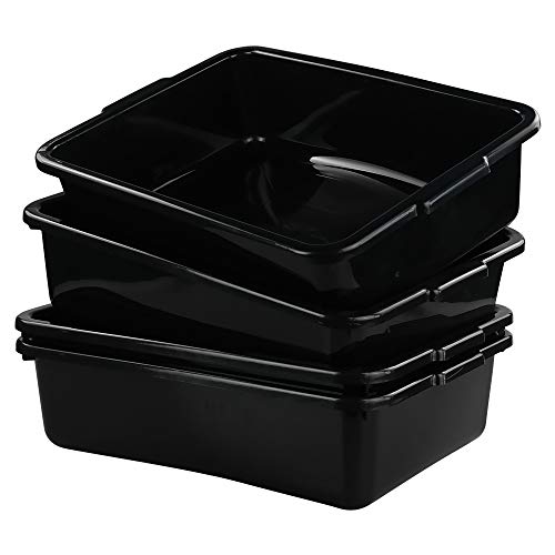 Teyyvn 13 L Plastic Bus Box/Utility Box, Commercial Wash Basin Tote Box, 4-Pack, Black