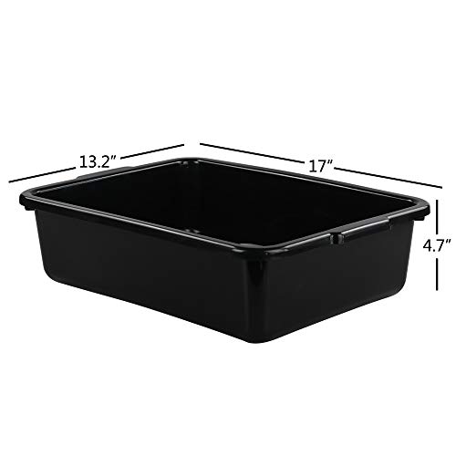 Teyyvn 13 L Plastic Bus Box/Utility Box, Commercial Wash Basin Tote Box, 4-Pack, Black