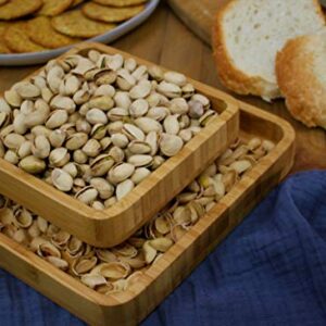 Penko Bamboo Pistachio Snack Bowl Double Dish Holder Bowl Pedestal and Sunflower Seed Nut Bowl with Shell Storage