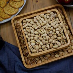 Penko Bamboo Pistachio Snack Bowl Double Dish Holder Bowl Pedestal and Sunflower Seed Nut Bowl with Shell Storage