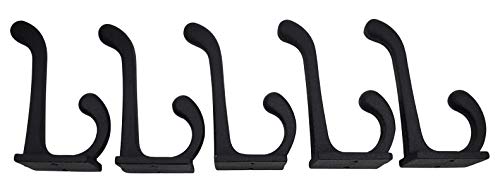 Claimed Corner Cast Iron Coat Hooks - Wall Mounted Rustic Farmhouse Matte Black Cast Iron DIY Coat Towel Hat Scarf Bags Hook 5-Pack