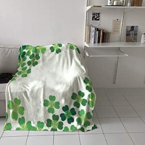 Gogobebe Flannel Fleece Throw Blanket for Sofa Couch Bed St. Patrick's Day Shamrock Spring Irish Festival Lucky Clovers Leaves Soft Cozy Lightweight Blanket for Adults/Kids 39x49inch