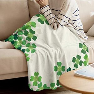 Gogobebe Flannel Fleece Throw Blanket for Sofa Couch Bed St. Patrick's Day Shamrock Spring Irish Festival Lucky Clovers Leaves Soft Cozy Lightweight Blanket for Adults/Kids 39x49inch