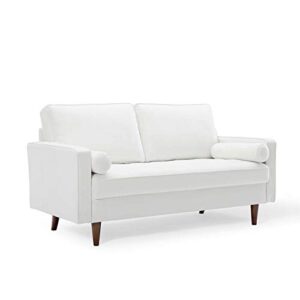 modway valour performance velvet loveseat, white valour performance velvet loveseat