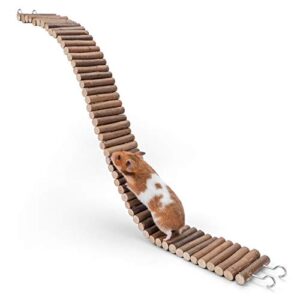 niteangel hamster suspension bridge toy - long climbing wooden ladder for hamsters mice mouse gerbils sugar glider rat and other small animals (25.6l x 2.8w)