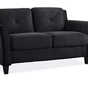 Harper Tufted Tufted Back Cushion Microfiber Loveseat - Lifestyle Solutions (Black)