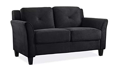 Harper Tufted Tufted Back Cushion Microfiber Loveseat - Lifestyle Solutions (Black)