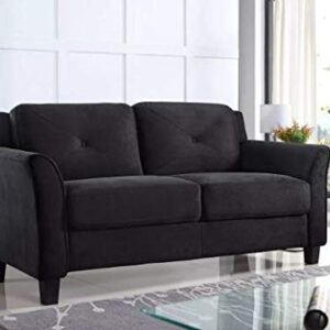 Harper Tufted Tufted Back Cushion Microfiber Loveseat - Lifestyle Solutions (Black)