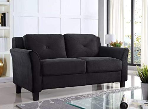 Harper Tufted Tufted Back Cushion Microfiber Loveseat - Lifestyle Solutions (Black)