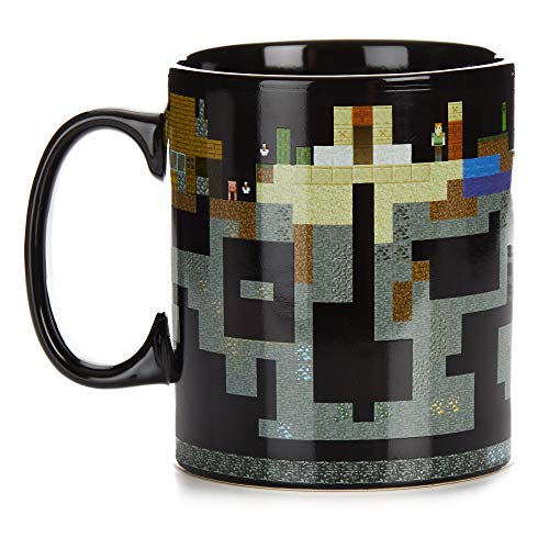 Minecraft XL Heat Change Travel Coffee or Tea Mug - Paladone Large Coffee Cup 550ml Featuring Mine Scene From the Game