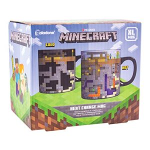 Minecraft XL Heat Change Travel Coffee or Tea Mug - Paladone Large Coffee Cup 550ml Featuring Mine Scene From the Game