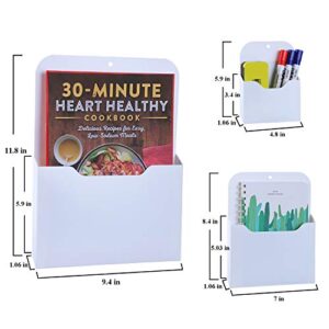 Antner 3 Pack Magnetic File Holder Magnetic Wall File Organizer Refrigerator Storage Pocket Mail Planners Case, L/M/S Size