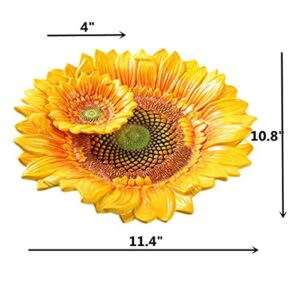 FORLONG Ceramic Chip & Dip Platter, Double Layer Handpainted Yellow Sunflower Design -11.4 inches