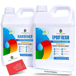 craft resin 1 gallon epoxy resin kit - crystal clear epoxy resin kit & hardener for diy art, mold casting, jewelry making, coasters, table top, countertop coating - food safe, heat & uv resistant