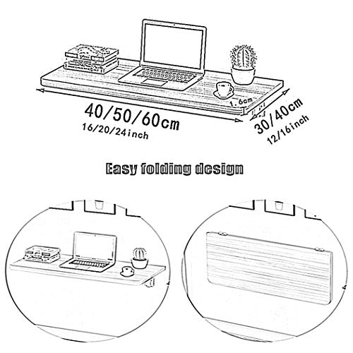 ZYFA Wall Mounted Table, Fold Out Convertible Desk Multi-Function Computer Writing Floating Desk, Home Office Wood Hanging Desk (White) Space Saving for Study, Bedroom, Bathroom or Balcony