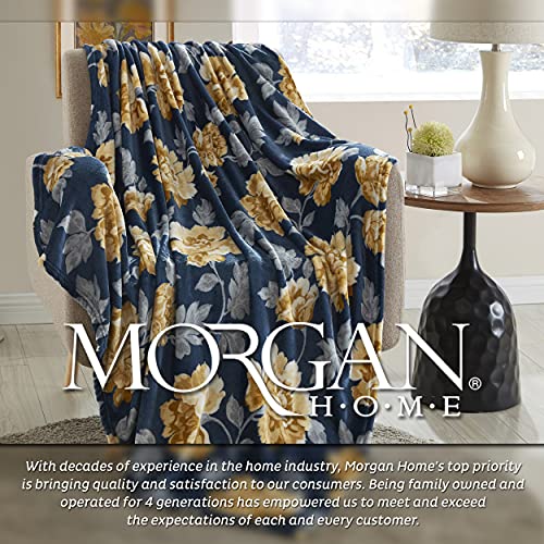 Morgan Home Fashions Velvet Plush Throw Blanket- Soft, Warm and Cozy, Lightweight for All Year Round Use 50 x 70 Inches (Botanical Skulls)