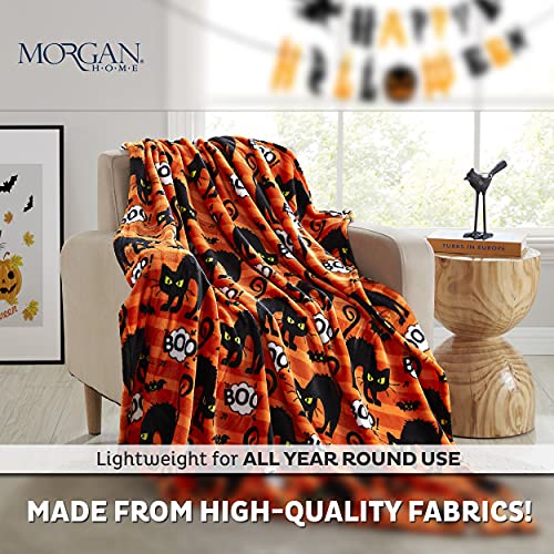 Morgan Home Fashions Velvet Plush Throw Blanket- Soft, Warm and Cozy, Lightweight for All Year Round Use 50 x 70 Inches (Botanical Skulls)