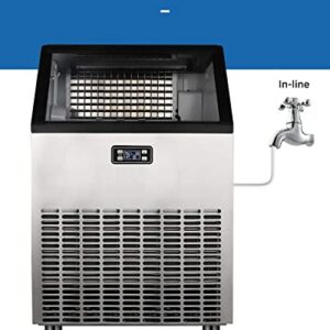 Northair Commercial Ice Maker Machine 200lbs Ice /24H Stainless Steel Free-Standing Ice Maker Machine with LCD Display, Ideal For Restaurant, Bar, Coffee Shop