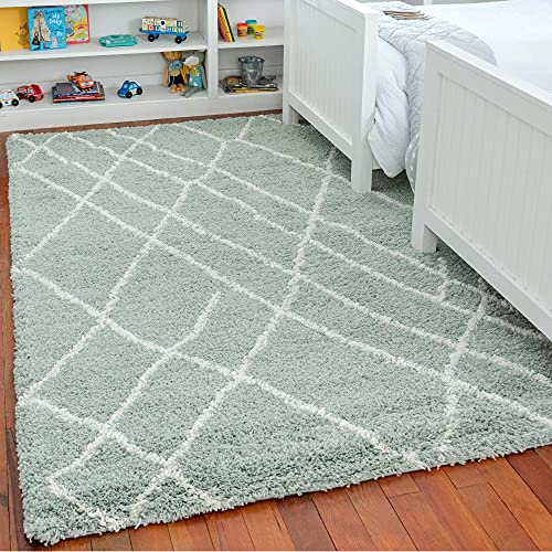 Rugs.com Soft Touch Shag Collection Area Rug – 2x3 Sage Green Shag Rug Perfect for Entryways, Kitchens, Breakfast Nooks, Accent Pieces