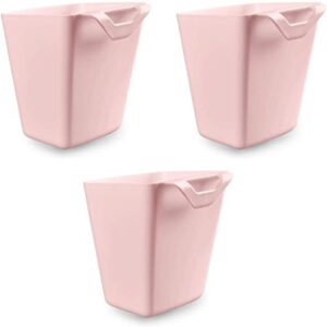 Lotsa Style Hanging Multi-Purpose Storage Bin Bucket Organizer for Utility Rolling Cart Craft Supplies, 3 Pack (Pink)