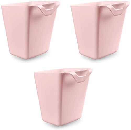 Lotsa Style Hanging Multi-Purpose Storage Bin Bucket Organizer for Utility Rolling Cart Craft Supplies, 3 Pack (Pink)