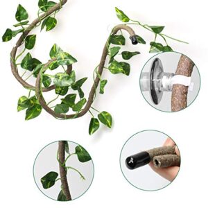 Coolrunner 8FT Reptile Vines and Flexible Reptile Leaves with Suction Cups Jungle Climber Long Vines Habitat Decor for Climbing, Chameleon, Lizards, Gecko