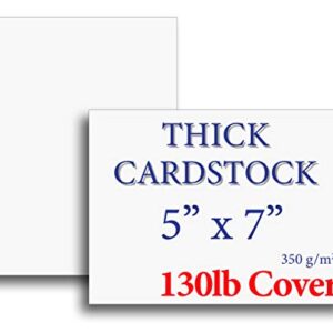 Extra Heavy Duty 130lb Cover Cardstock - 5" x 7" Bright White - 350gsm 17pt Thick Paper - Index, Flash & Post Card Stock - 40 Pack