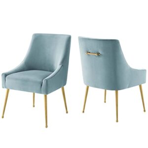 modway discern upholstered performance velvet dining chair set of 2, light blue