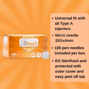 LiteTouch Pen Needle, 32Gx4mm, 100ct box