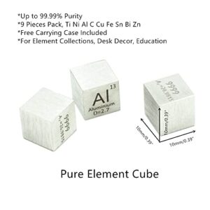 0.39" Element Cube Set 10mm Density Cubes for Periodic Table Collection Up to 99.99% Purity (0.39“, 9-01)