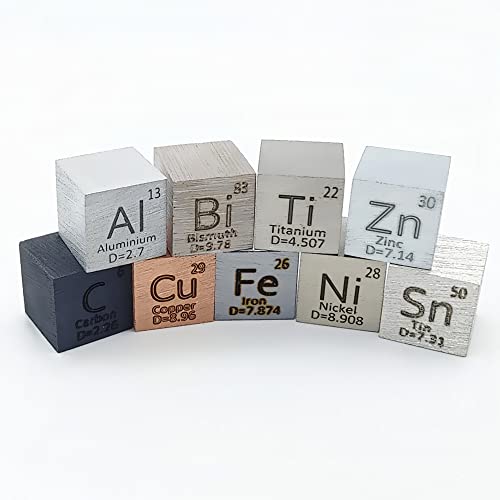 0.39" Element Cube Set 10mm Density Cubes for Periodic Table Collection Up to 99.99% Purity (0.39“, 9-01)