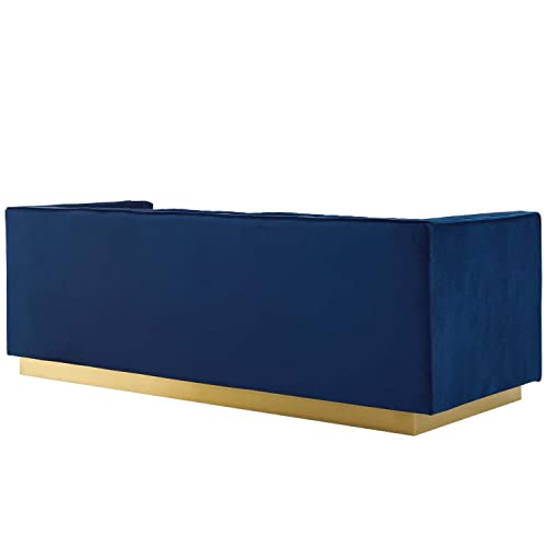 Modway Sanguine 3 Piece Vertical Channel Tufted Upholstered Performance Velvet Set, Navy