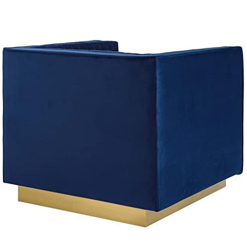 Modway Sanguine 3 Piece Vertical Channel Tufted Upholstered Performance Velvet Set, Navy