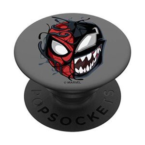 marvel spider-man venom split face popsockets popgrip: swappable grip for phones & tablets