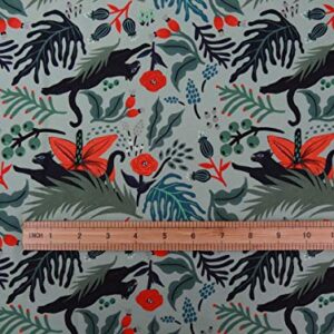 COTTONVILL MALLANGLUNA Collection 20COUNT Cotton Print Quilting Fabric-Floral Forest (1yard, Jaguar-1)